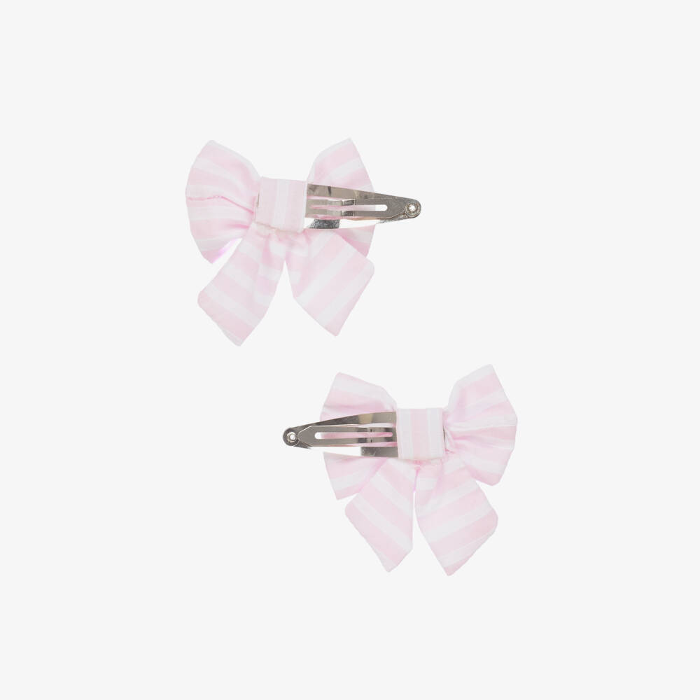 A Dee - Girls Pink Striped Hair Clips (2 Pack) | Childrensalon