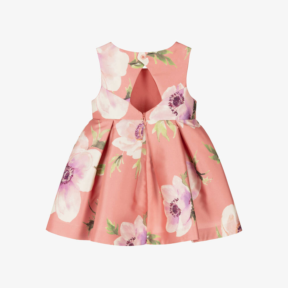 Abel & Lula - Baby Girls Pink Satin Floral Dress | Childrensalon