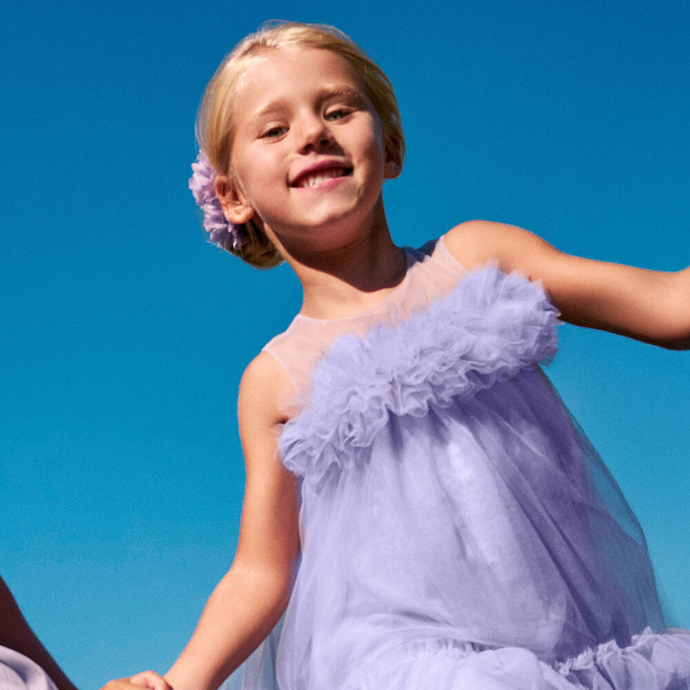 Abel & Lula - Girls Purple Tulle Dress | Childrensalon