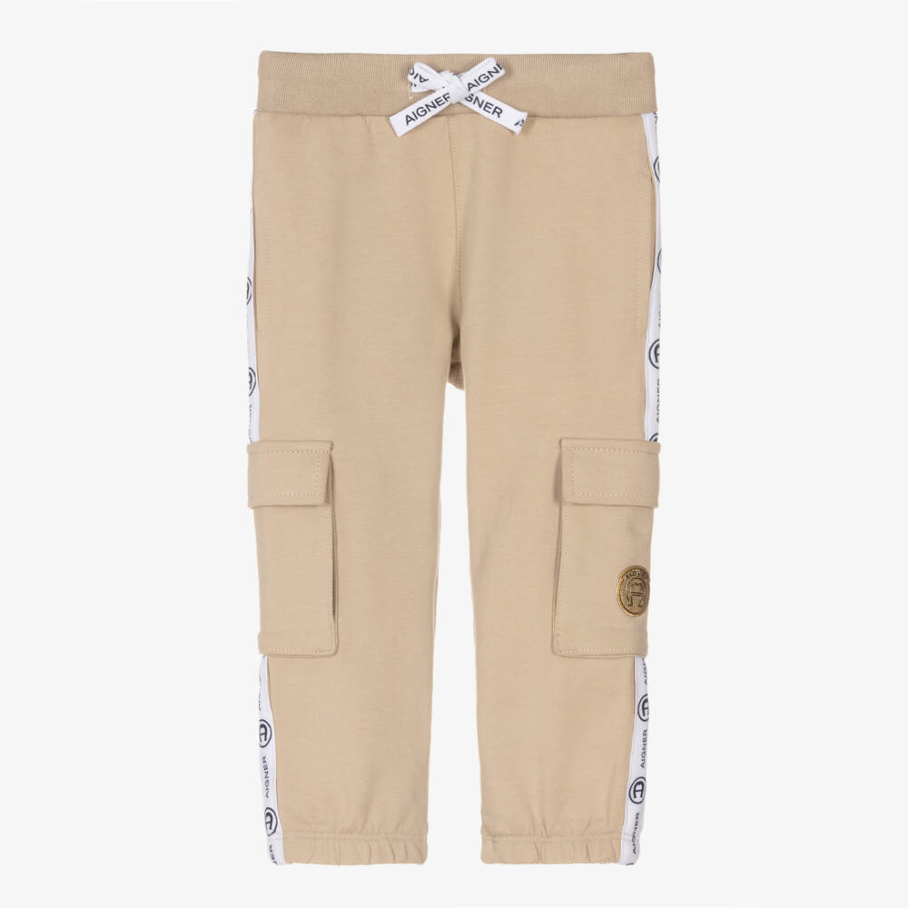 AIGNER - Baby Boys Beige Cargo Joggers | Childrensalon