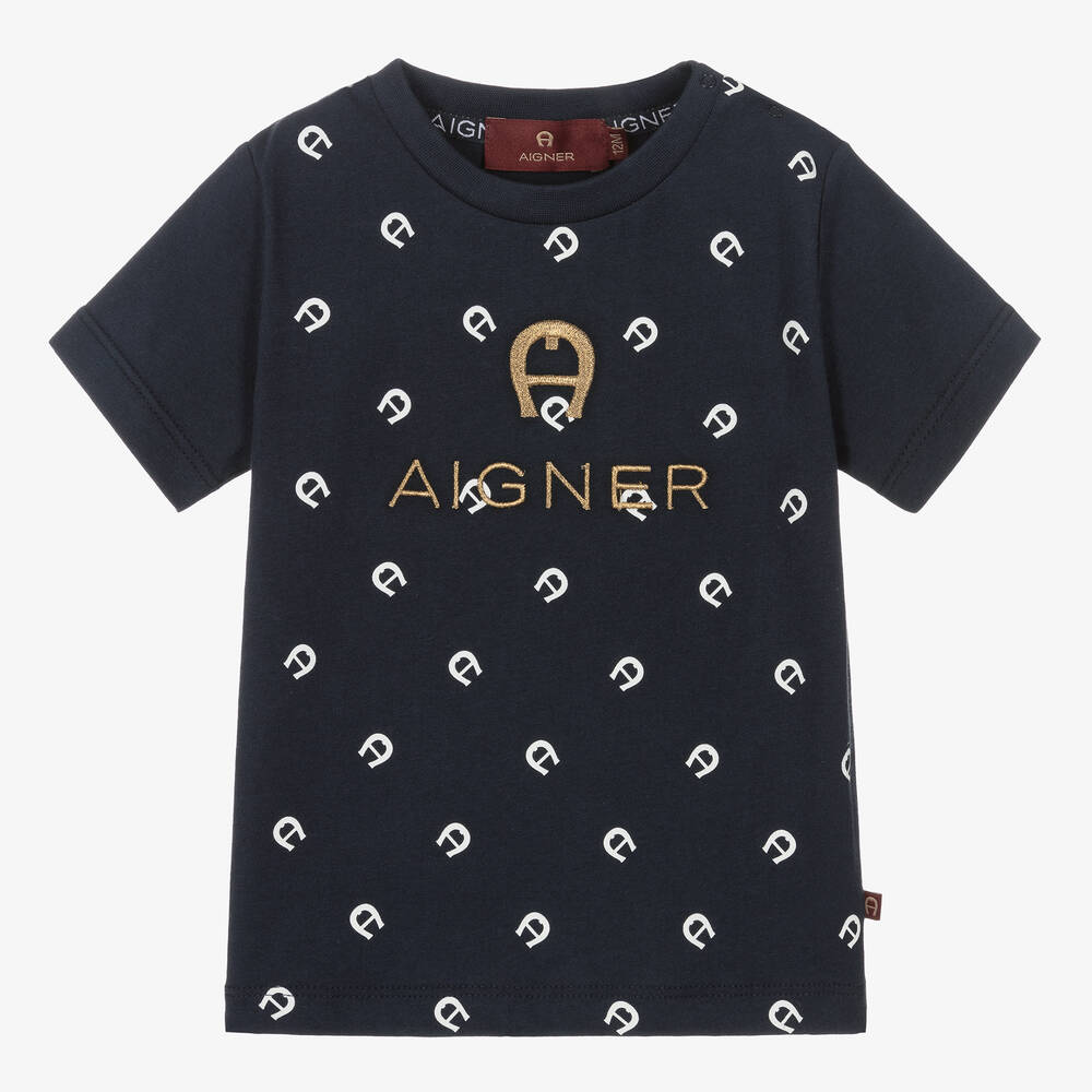 AIGNER - Baby Boys Navy Blue Cotton T-Shirt | Childrensalon