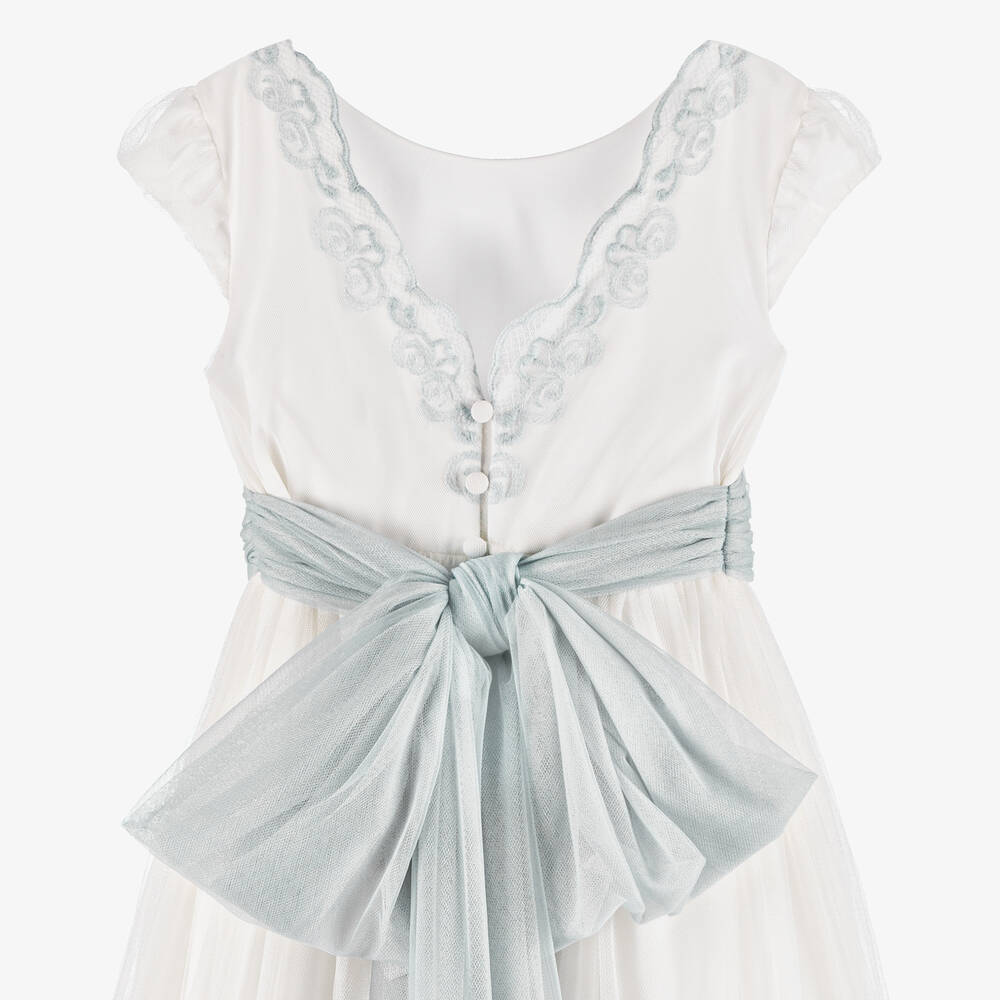 Amaya - Girls Ivory Embroidered Tulle Dress | Childrensalon