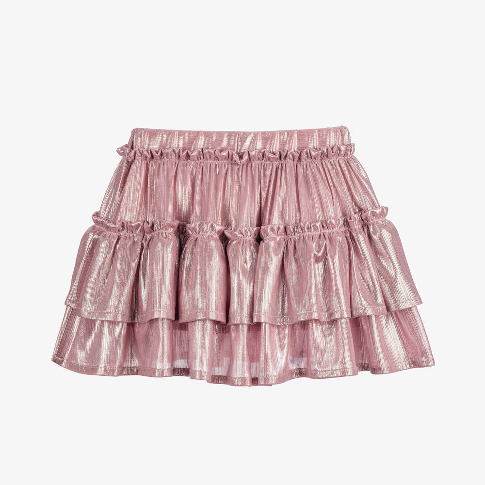 Angel's Face - Girls Metallic Pink Lamé Skirt | Childrensalon