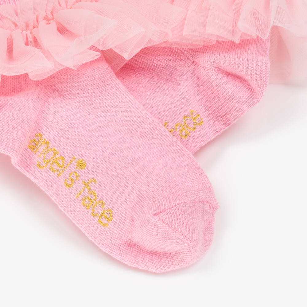 Angel's Face - Girls Pink Ruffle Ankle Socks | Childrensalon