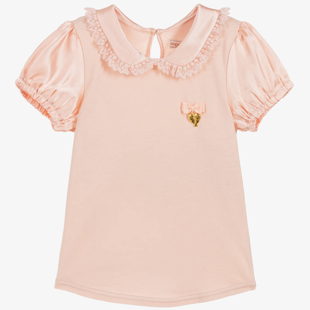 Angel's Face - Pink Cotton & Satin Top | Childrensalon