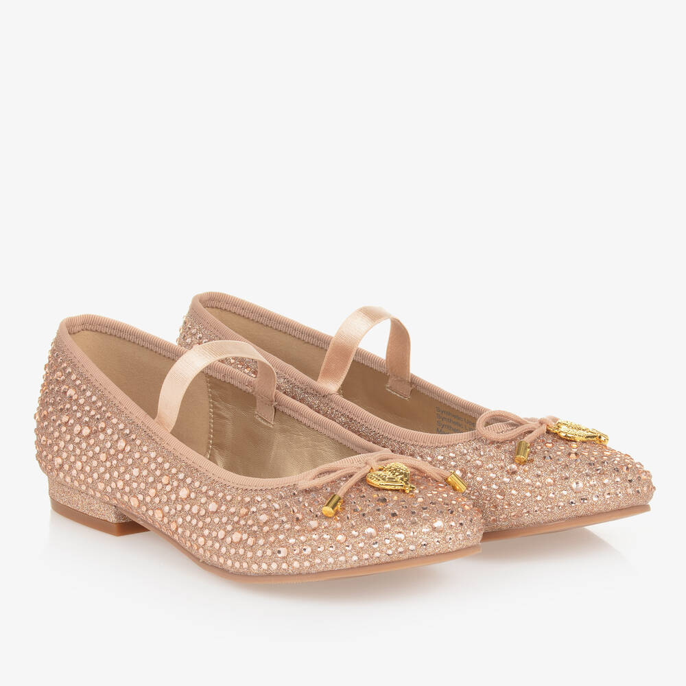 Angel's Face - Teen Girls Rose Gold Ballerina Pumps | Childrensalon