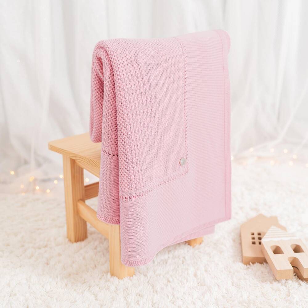 Artesanía Granlei - Pink Knitted Baby Blanket (107cm) | Childrensalon