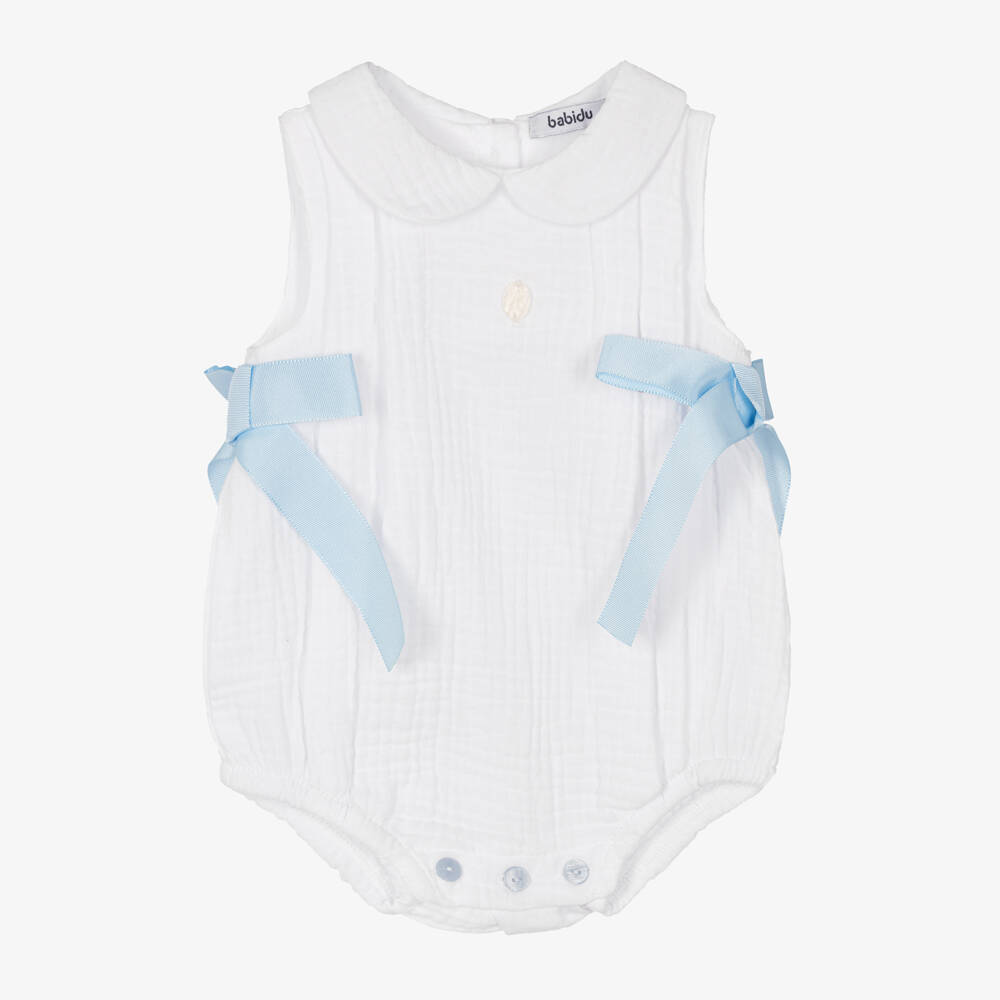 Babidu - Baby Boys White Cotton Shortie | Childrensalon