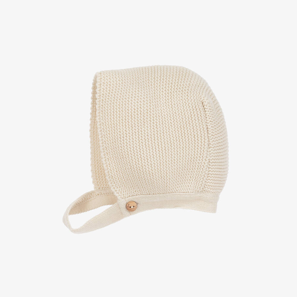 Babidu - Boys Beige Knitted Pram Coat Set | Childrensalon