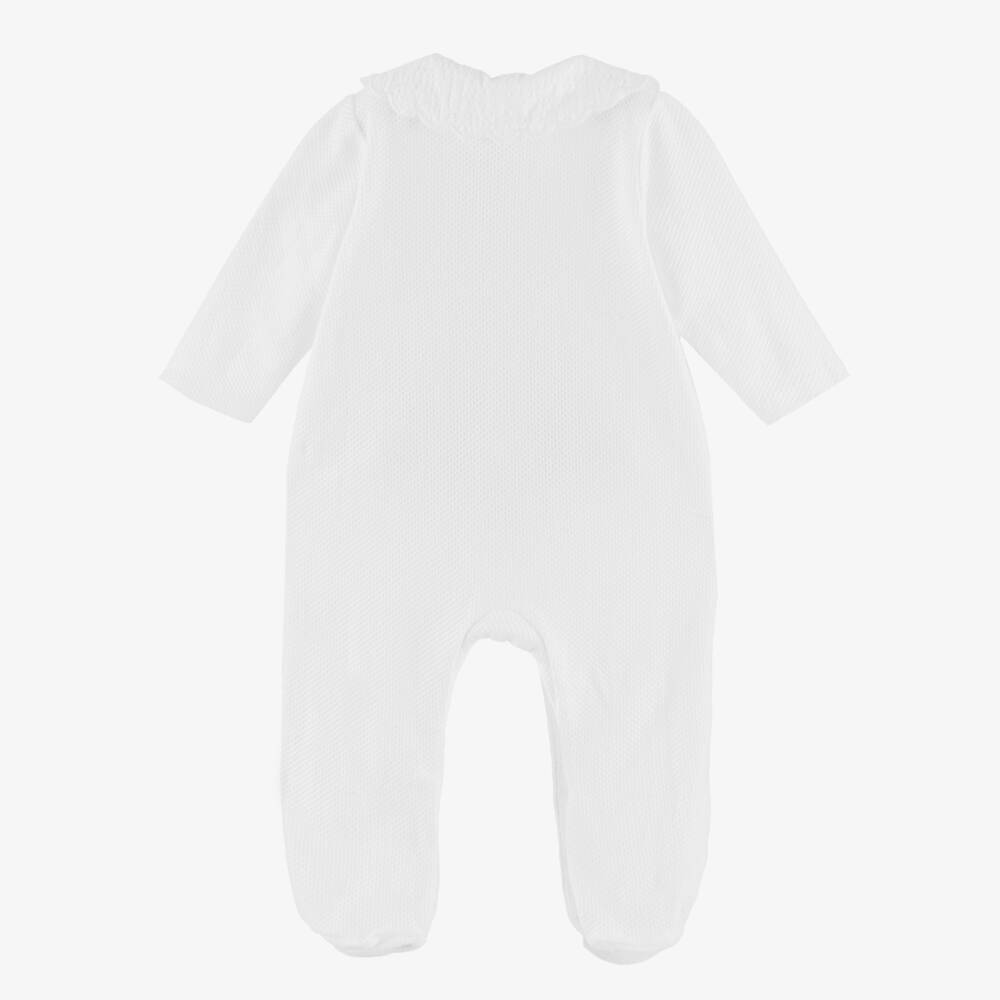 Babidu - White Waffle Cotton Babygrow | Childrensalon
