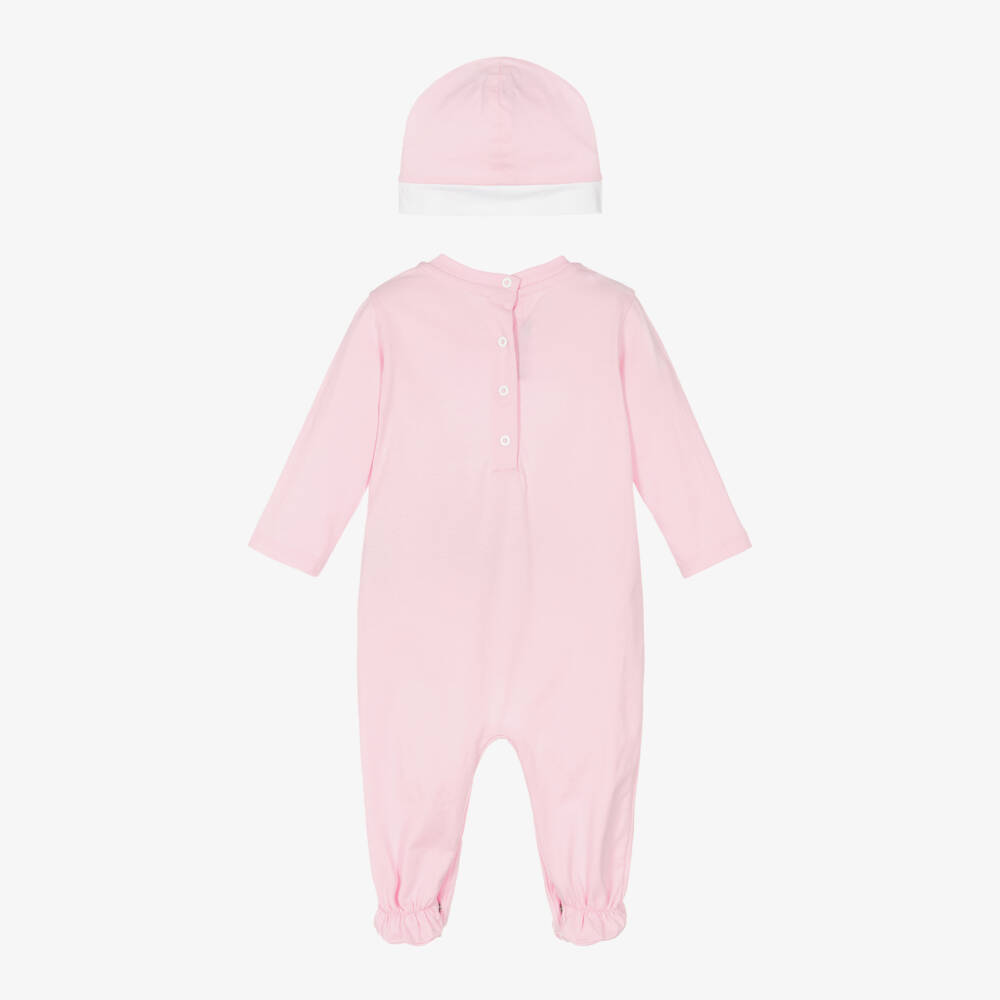 Balmain - Girls Pink Cotton Babysuit Set | Childrensalon