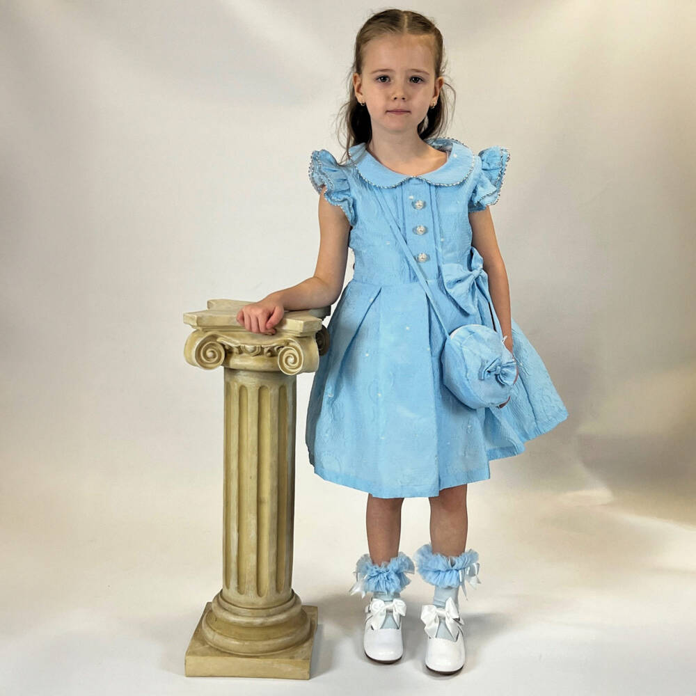 Beau KiD - Girls Blue Jacquard Dress Set | Childrensalon