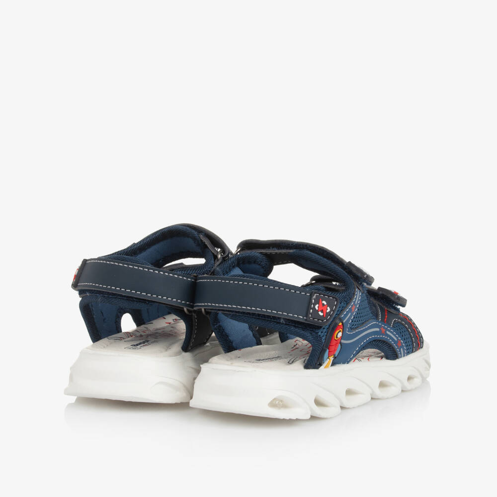 Beppi - Boys Blue Rocket Light-Up Sandals | Childrensalon