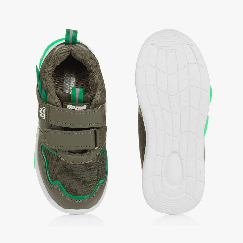 Beppi - Boys Green Dinosaur Light-Up Trainers | Childrensalon