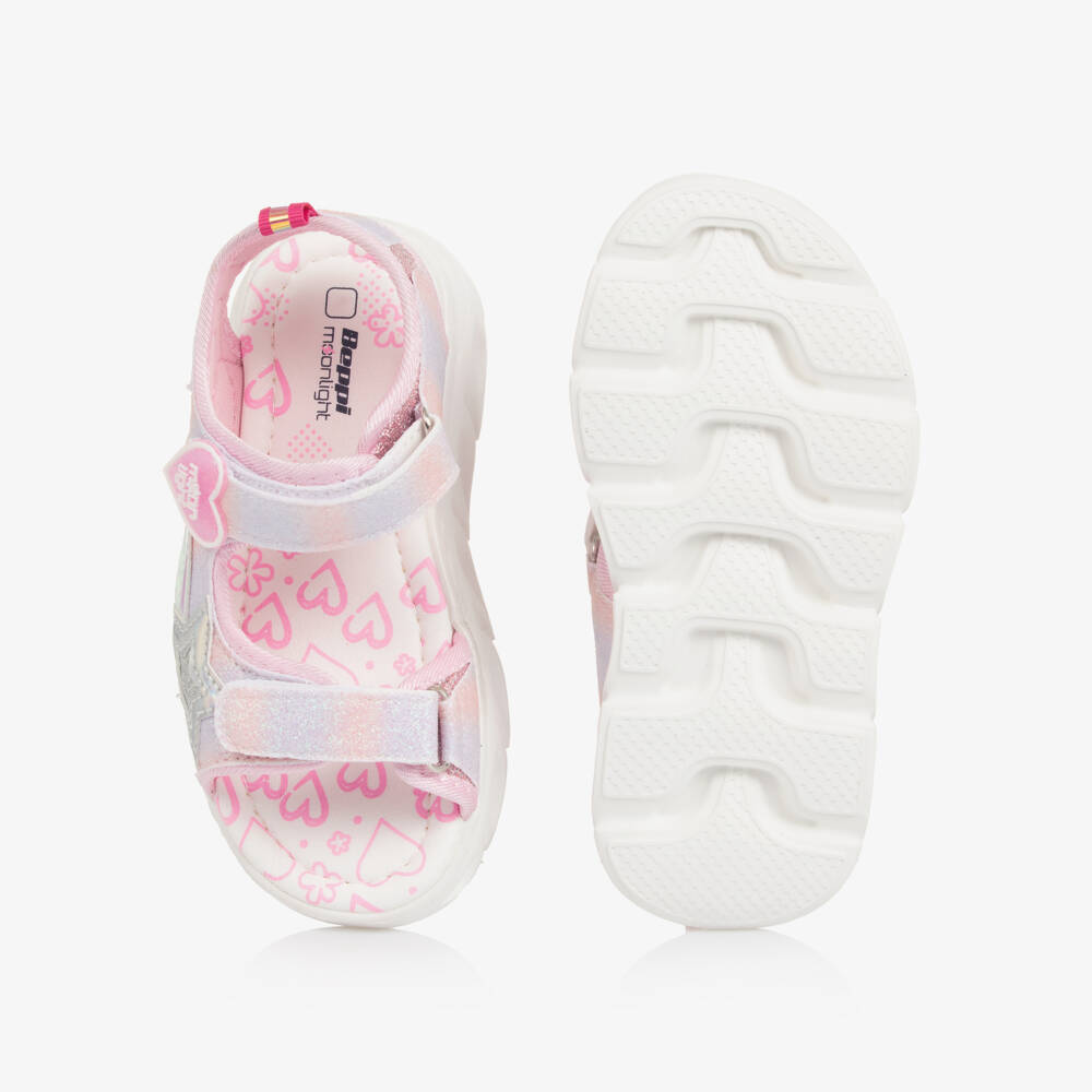 Beppi - Girls Pink Glitter Light-Up Sandals | Childrensalon