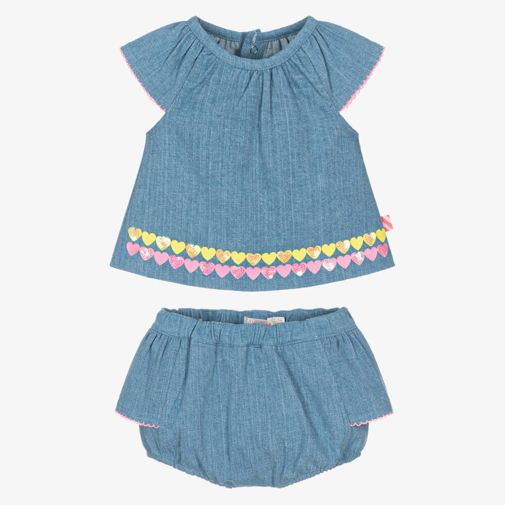 Billieblush - طقم شورت دنيم لون أزرق للمولودات | Childrensalon