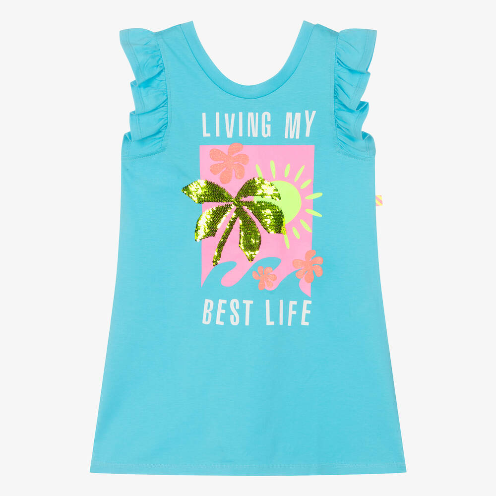 Billieblush - Girls Blue Cotton Jersey Dress | Childrensalon