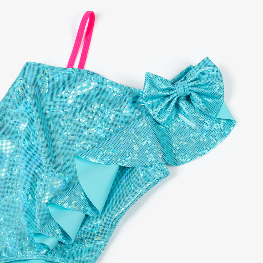 Billieblush - Girls Blue Metallic Swimsuit | Childrensalon