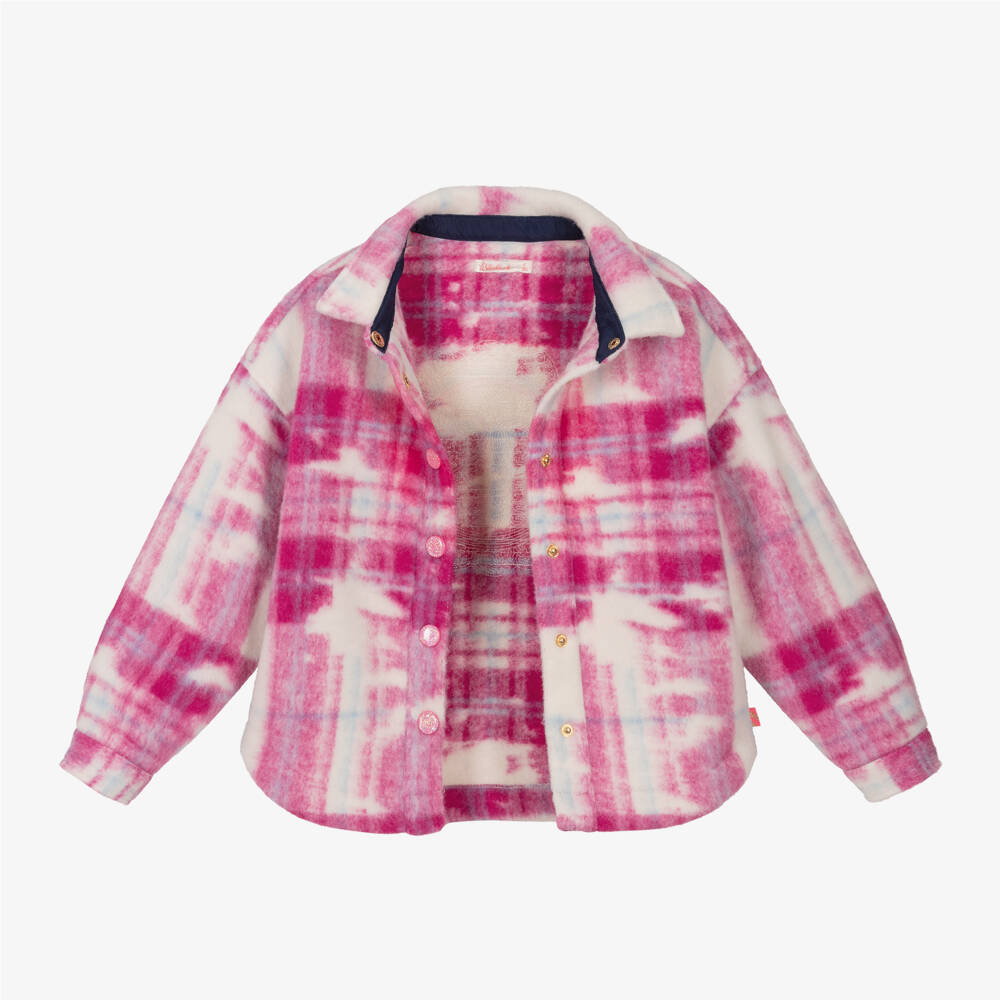 Billieblush - Girls Pink Check Shacket | Childrensalon