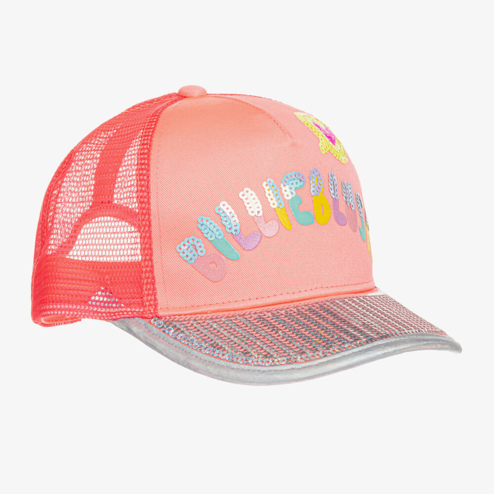 Billieblush - Girls Pink Cotton & Mesh Cap | Childrensalon