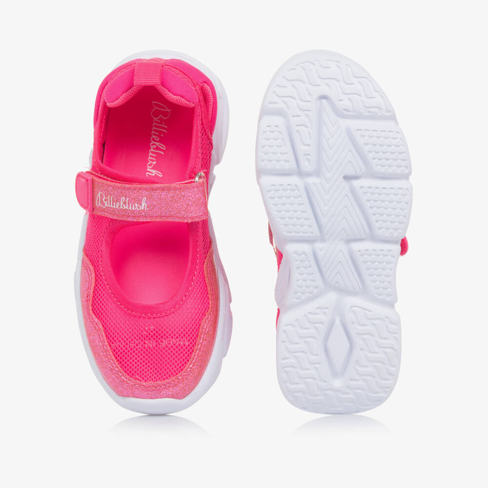 Billieblush - Girls Pink Mesh Light-Up Trainers | Childrensalon