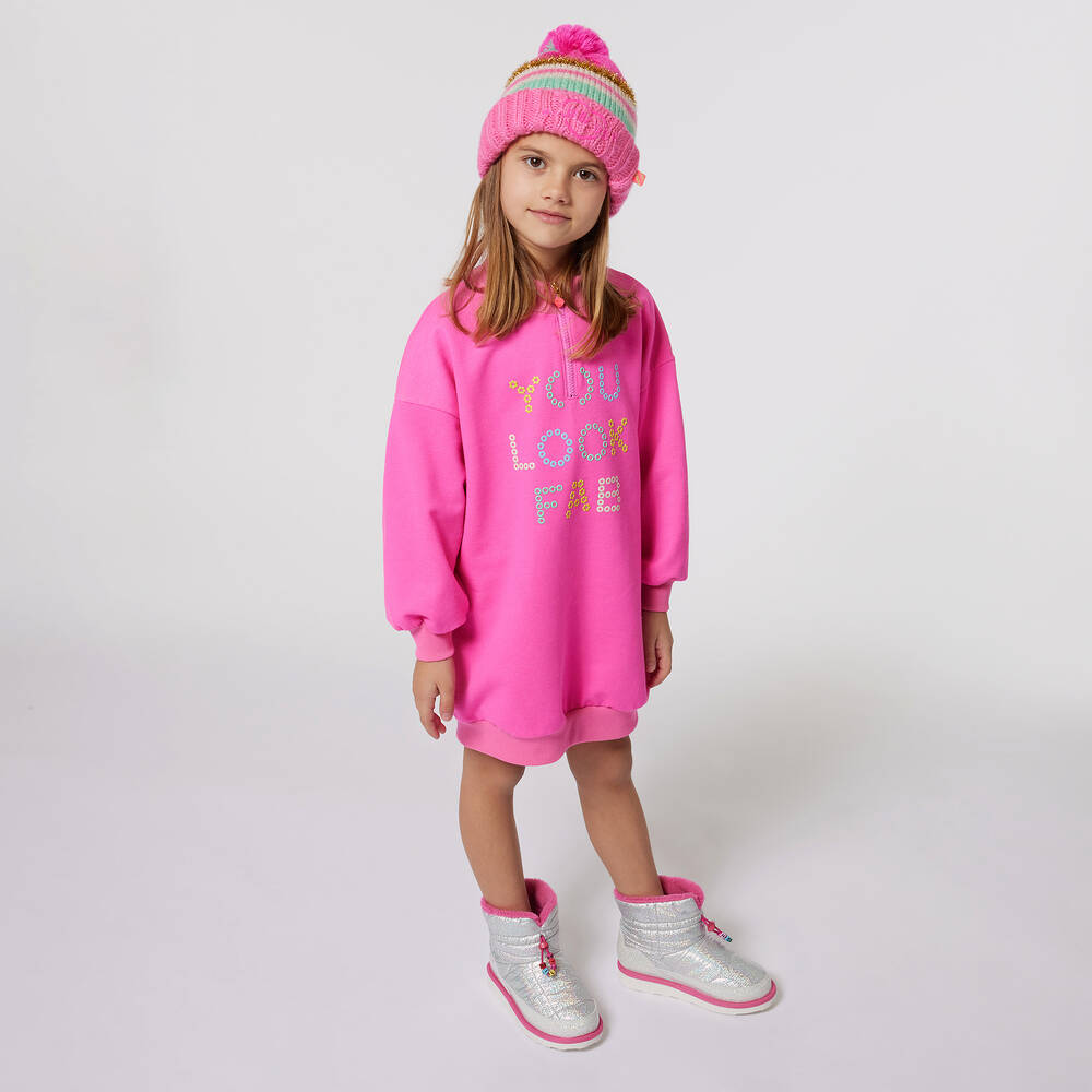 Billieblush - Girls Silver & Pink Iridescent Snow Boots | Childrensalon