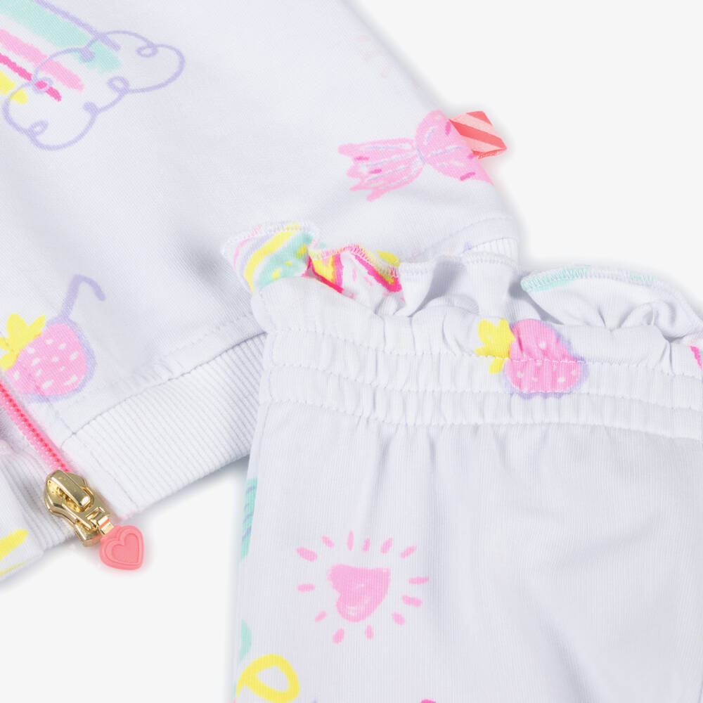 Billieblush - Girls White Cotton Rainbow Tracksuit | Childrensalon