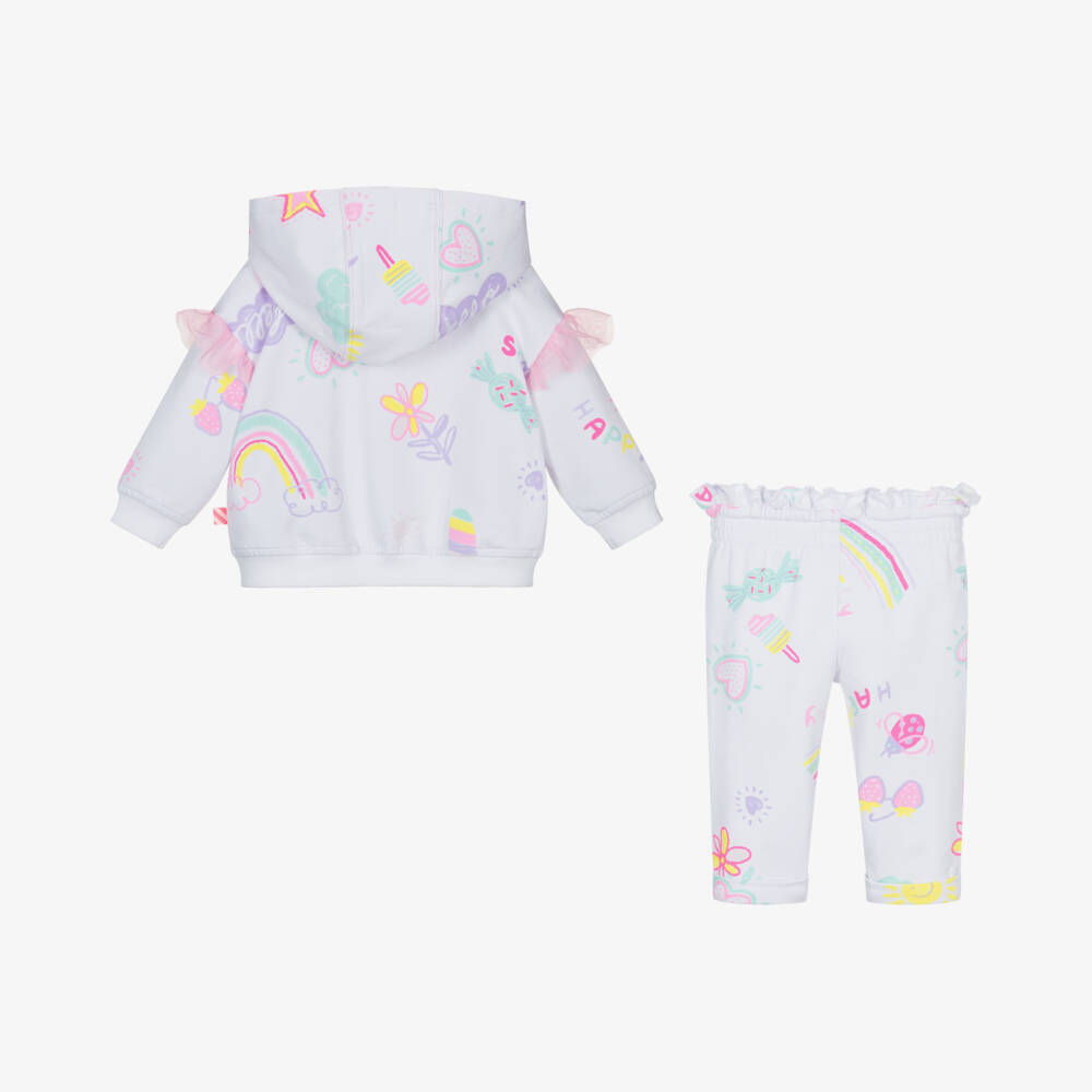 Billieblush - Girls White Cotton Rainbow Tracksuit | Childrensalon
