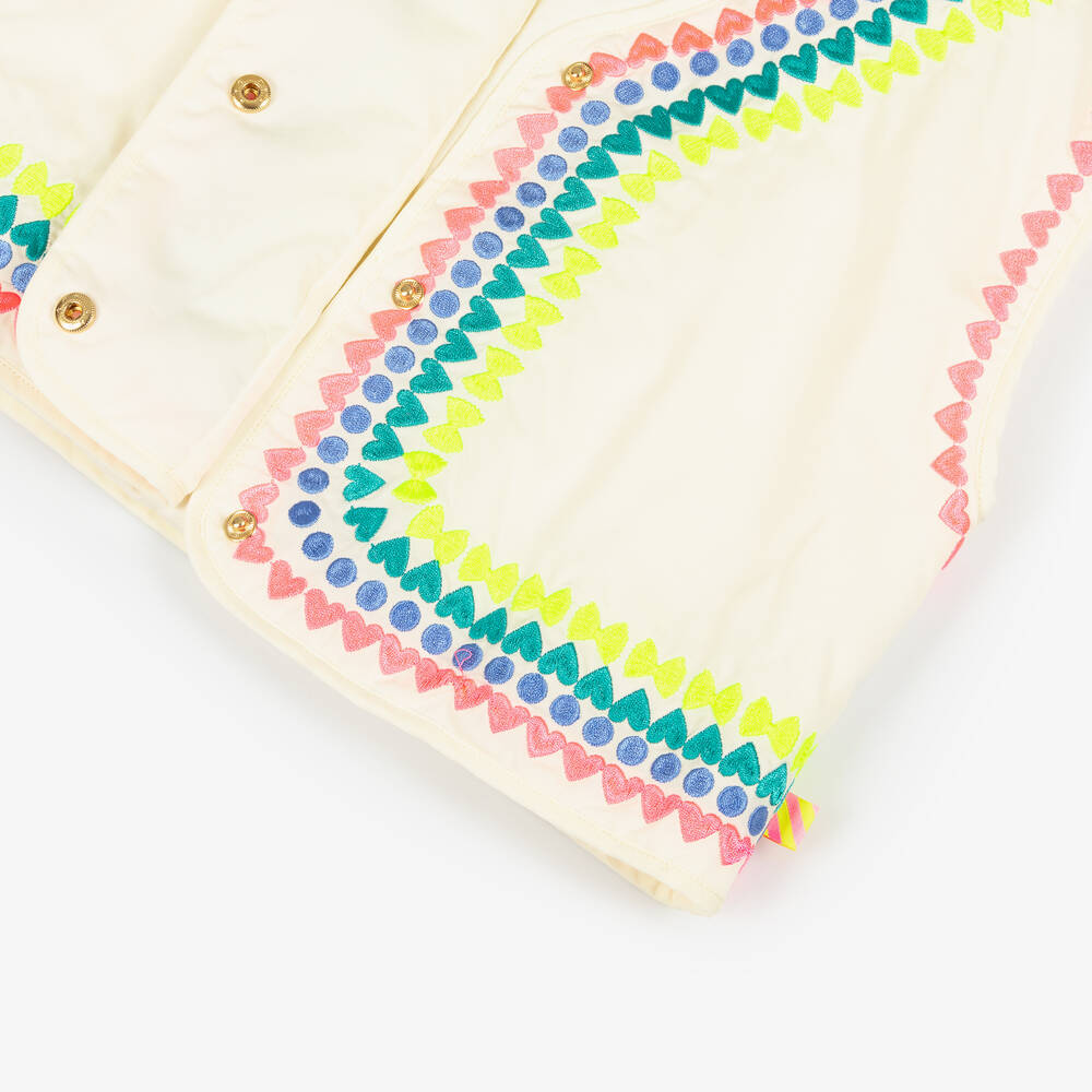 Billieblush - Girls White Embroidered Cotton Waistcoat | Childrensalon
