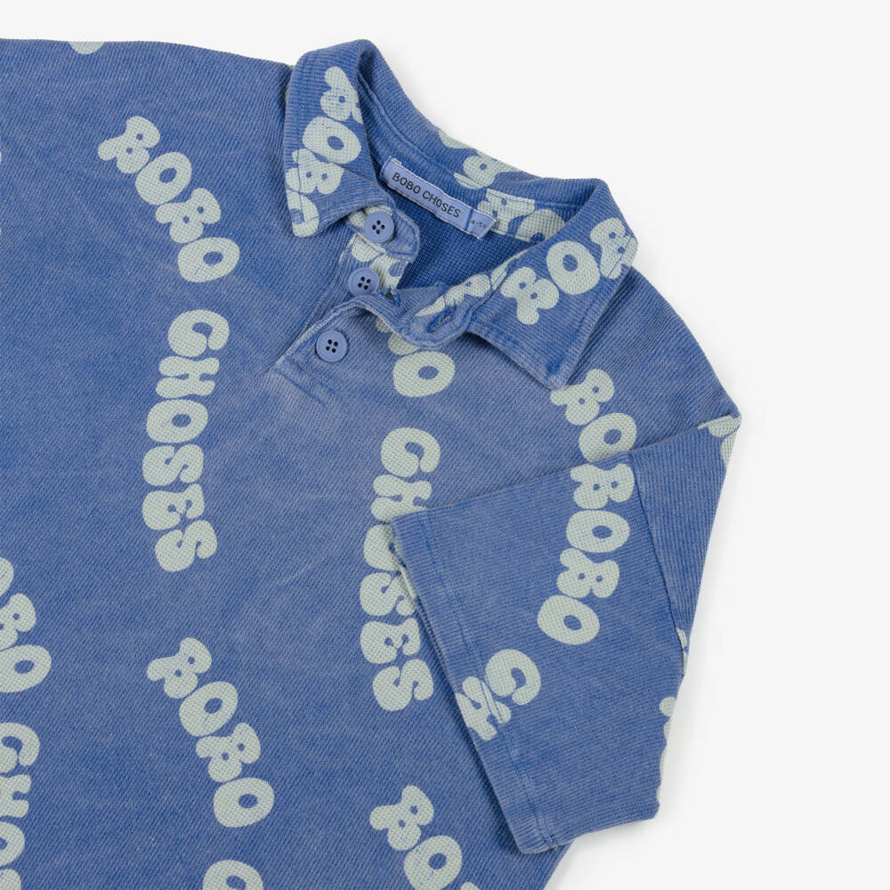 Bobo Choses - Boys Blue Organic Cotton Polo Shirt | Childrensalon