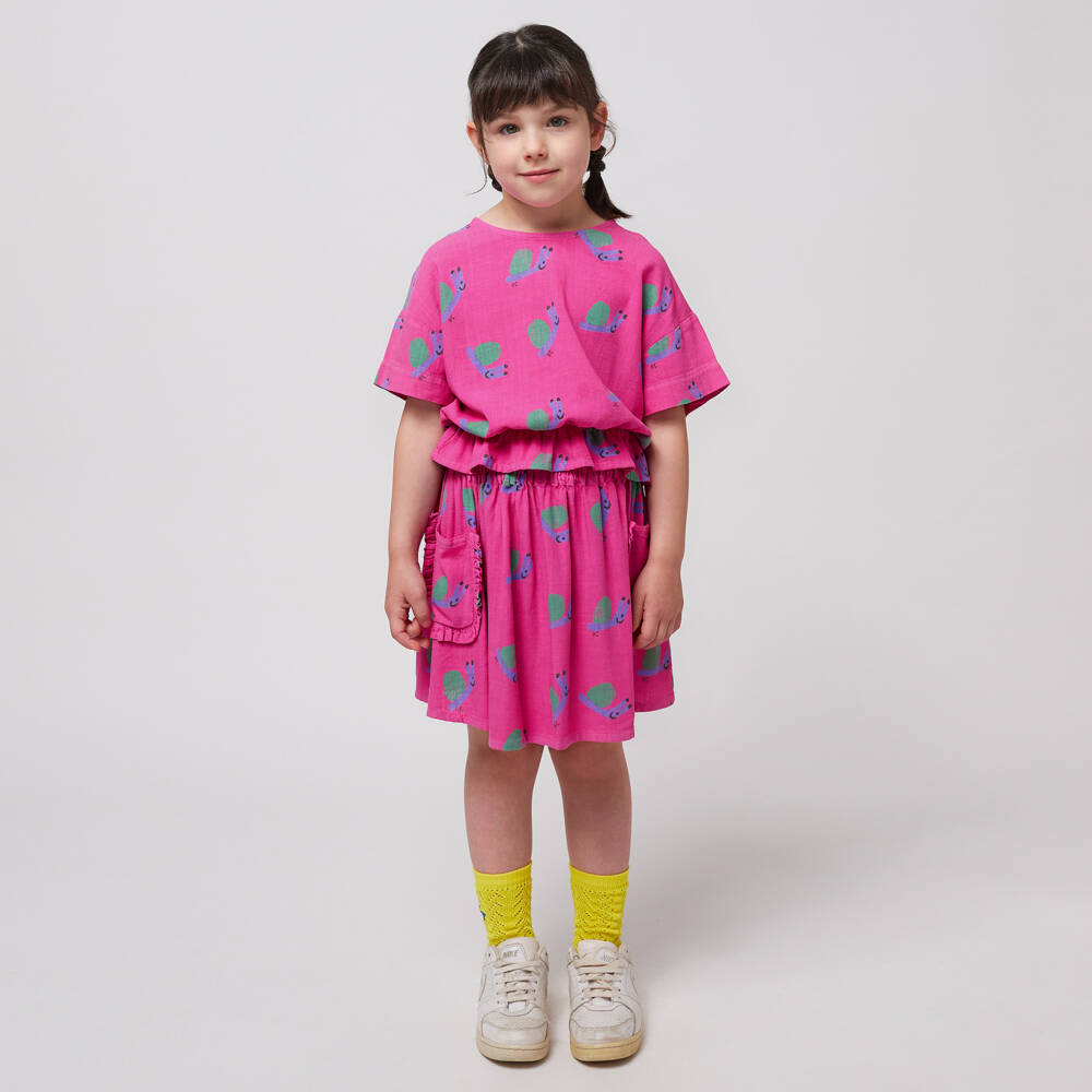 Bobo Choses - Girls Pink Snail Print Blouse | Childrensalon