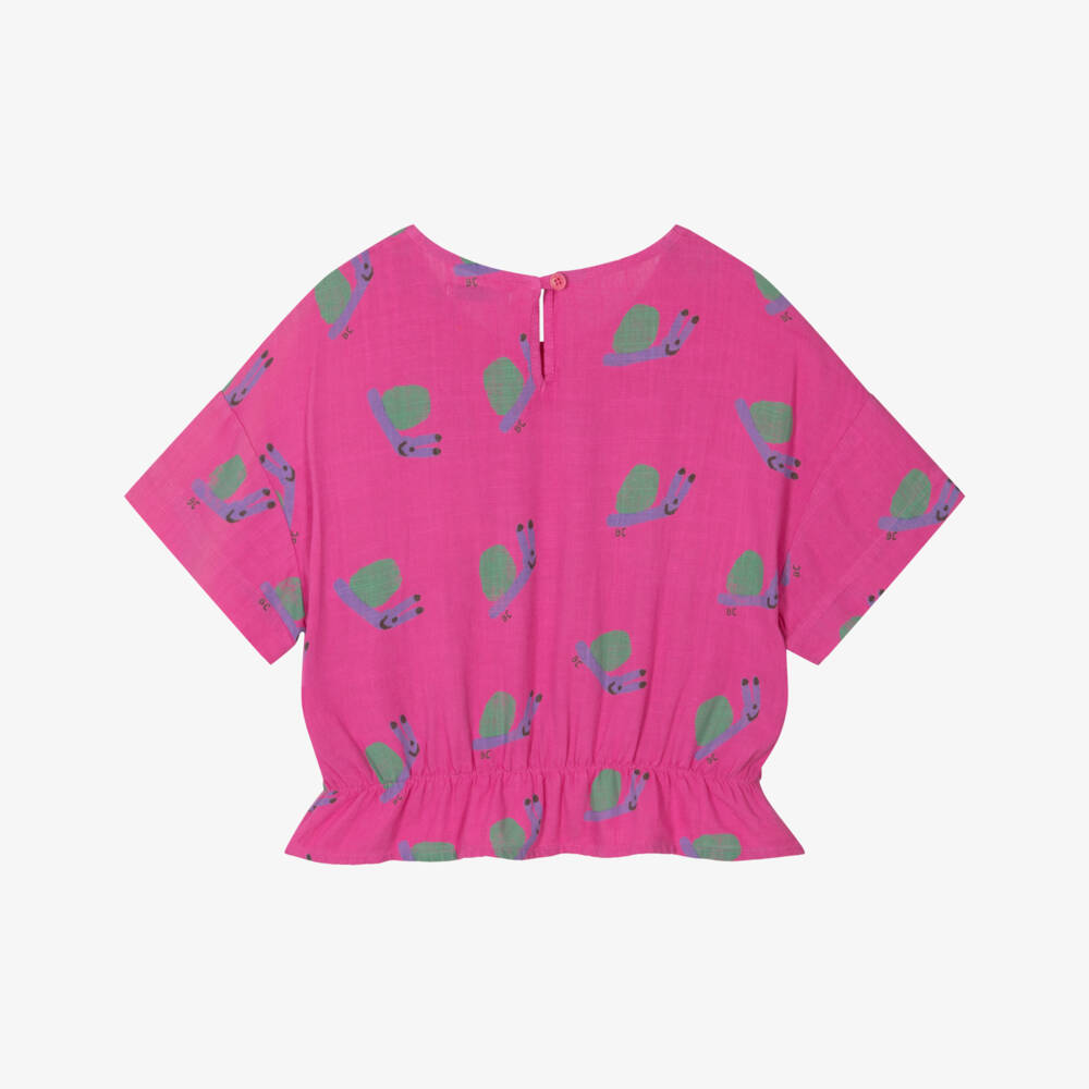 Bobo Choses - Girls Pink Snail Print Blouse | Childrensalon