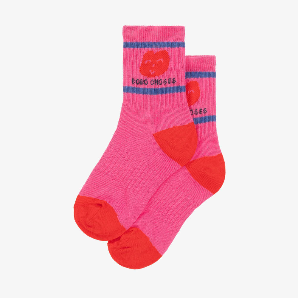 Bobo Choses - Pink Organic Cotton Ankle Socks | Childrensalon