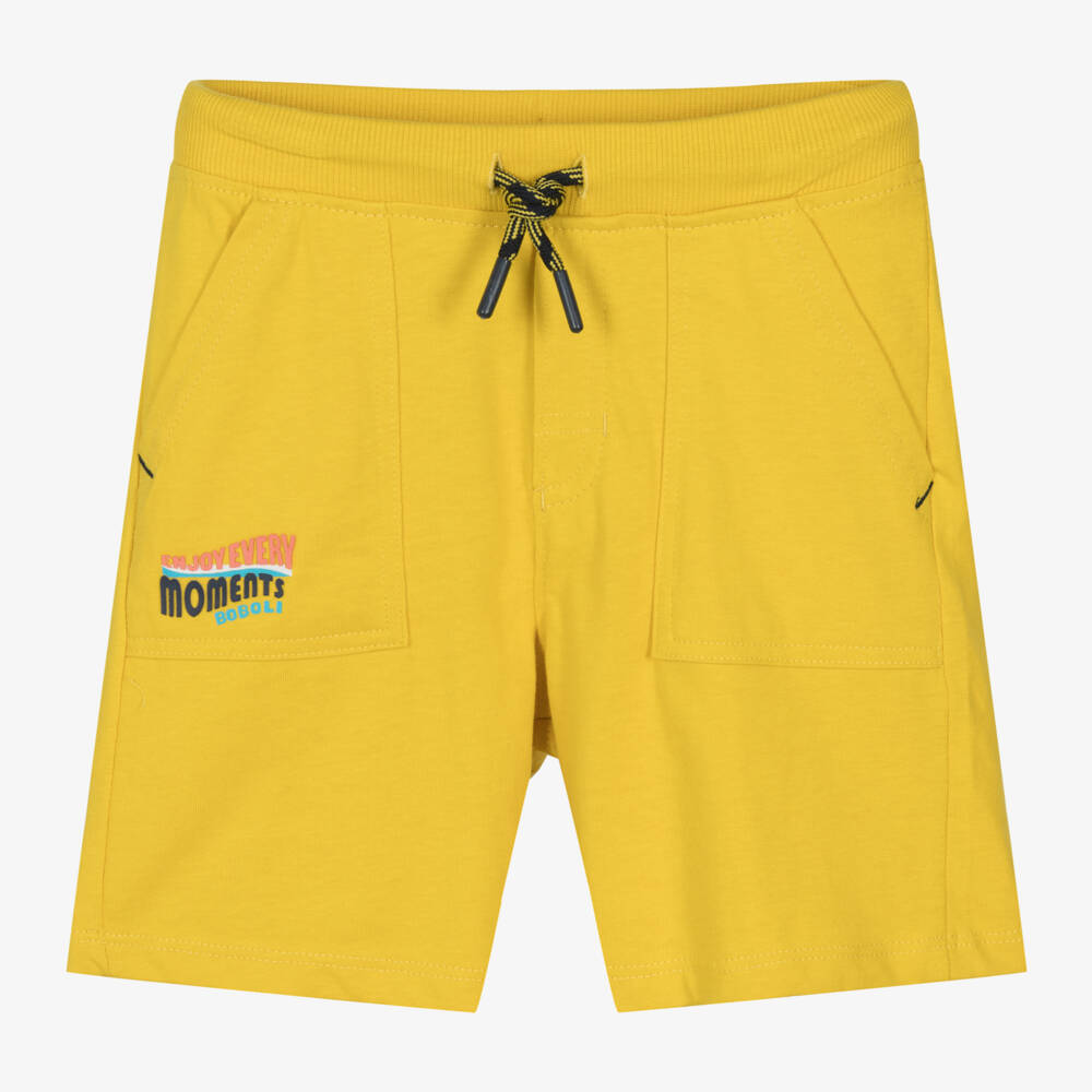 Boboli - Boys Yellow Cotton Drawstring Shorts | Childrensalon