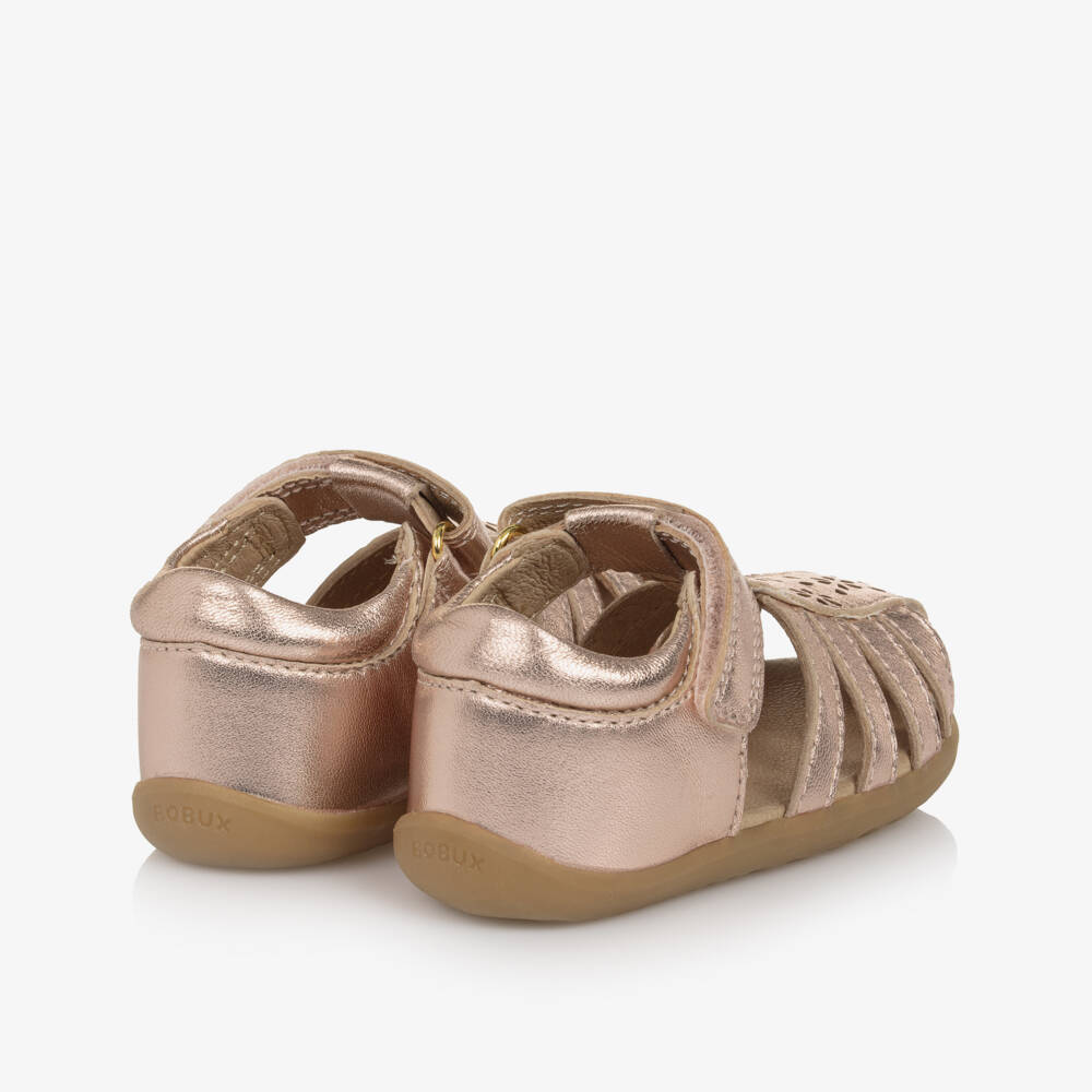 Bobux Step Up - Girls Rose Gold Leather First Walker Sandals ...
