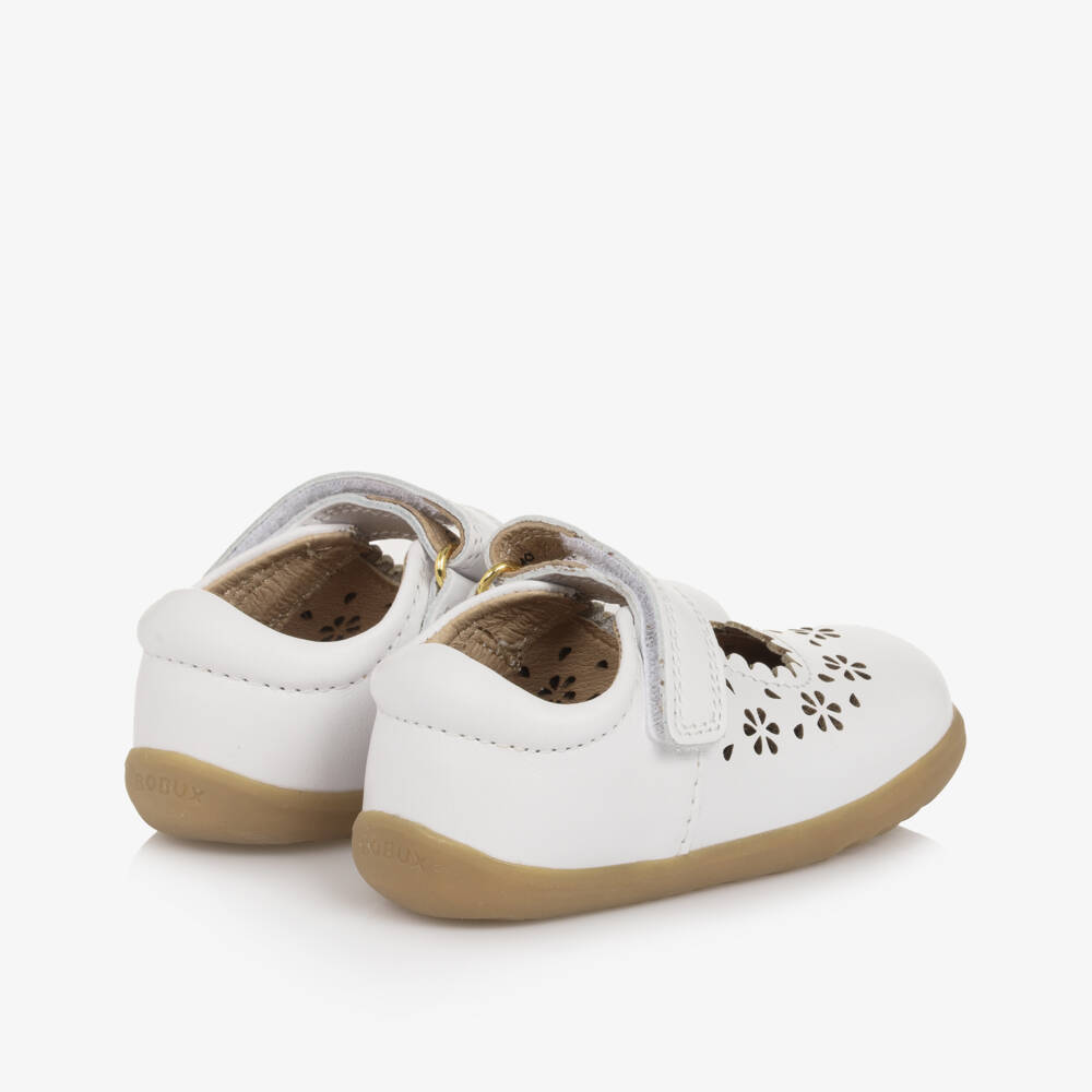 Bobux Step Up - Girls White Leather Scalloped First Walker Shoes ...