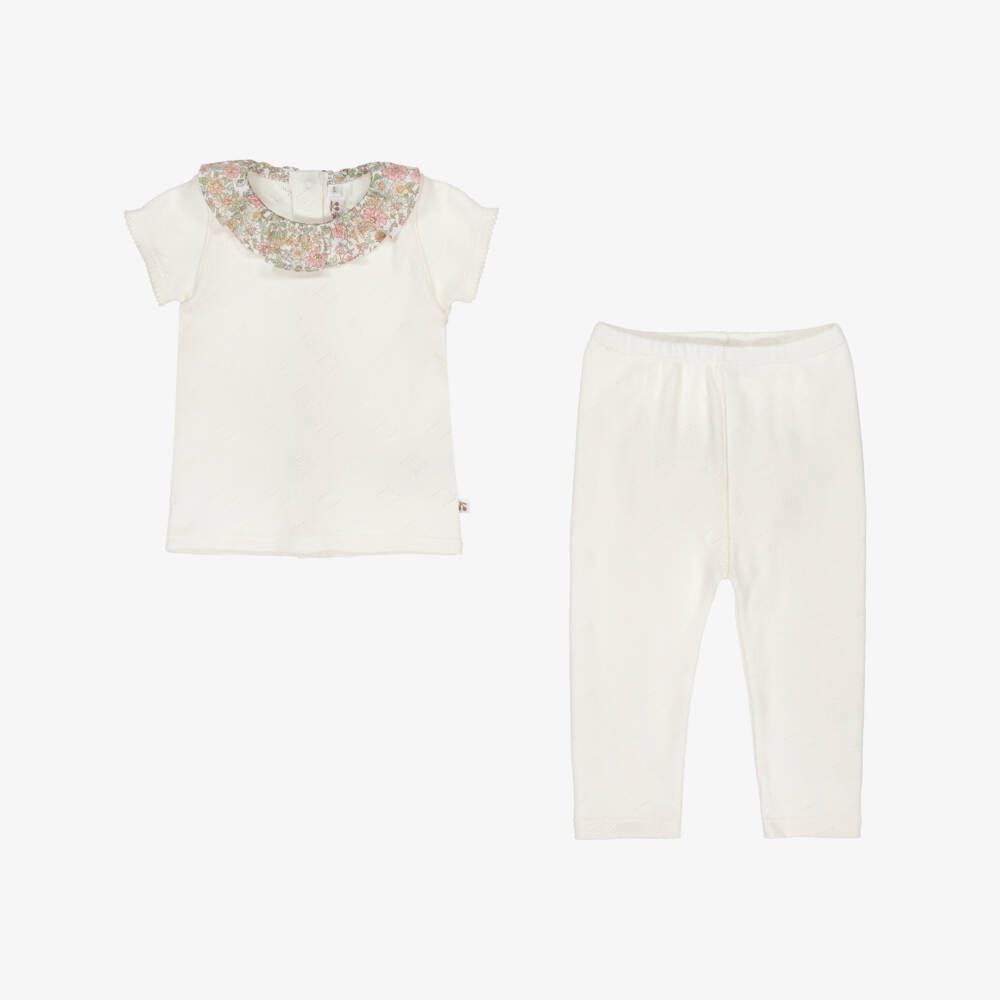 Bonpoint - Baby Girls Ivory Pointelle Knit Gift Set | Childrensalon
