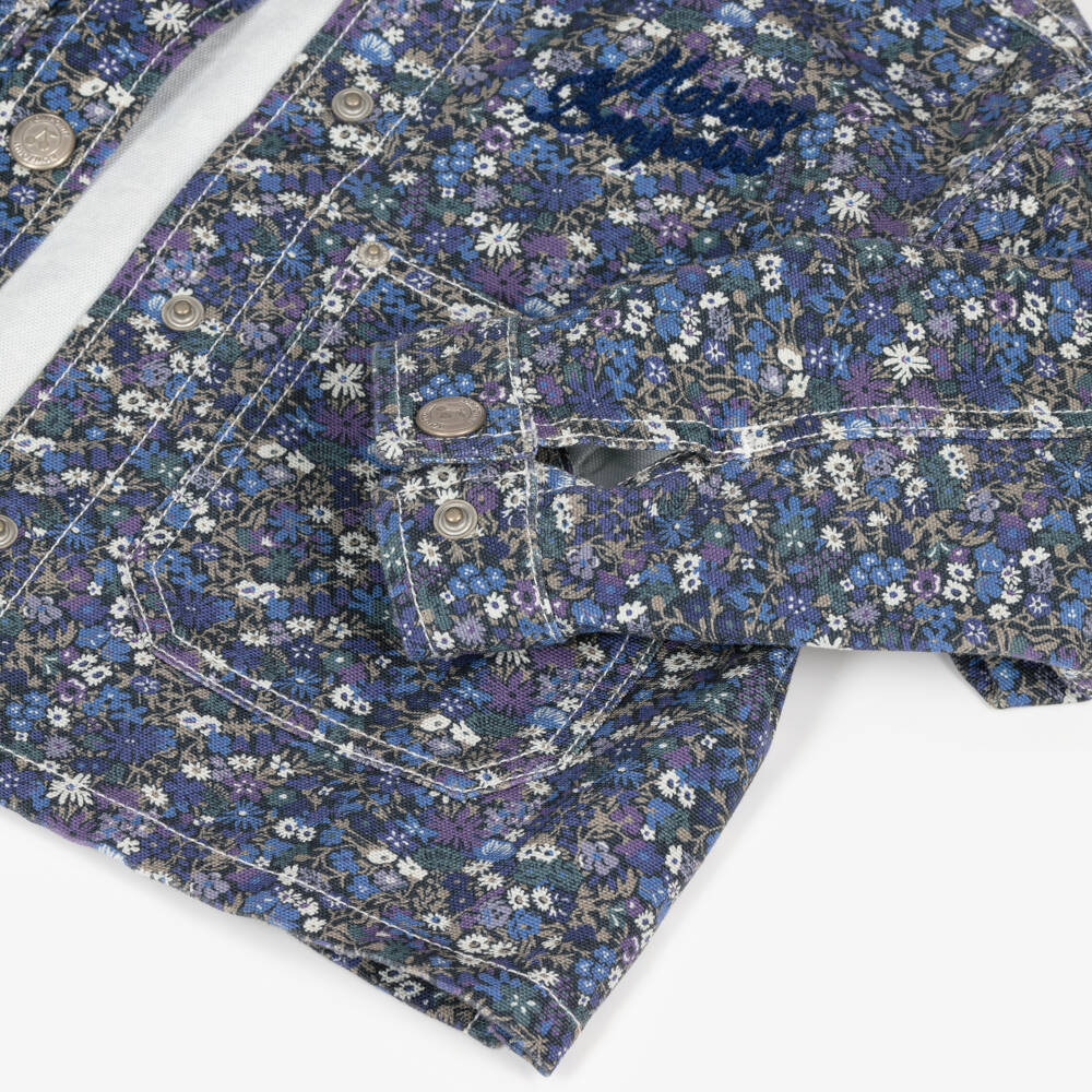 Bonpoint - Girls Dark Blue Liberty Floral Print Denim Jacket ...