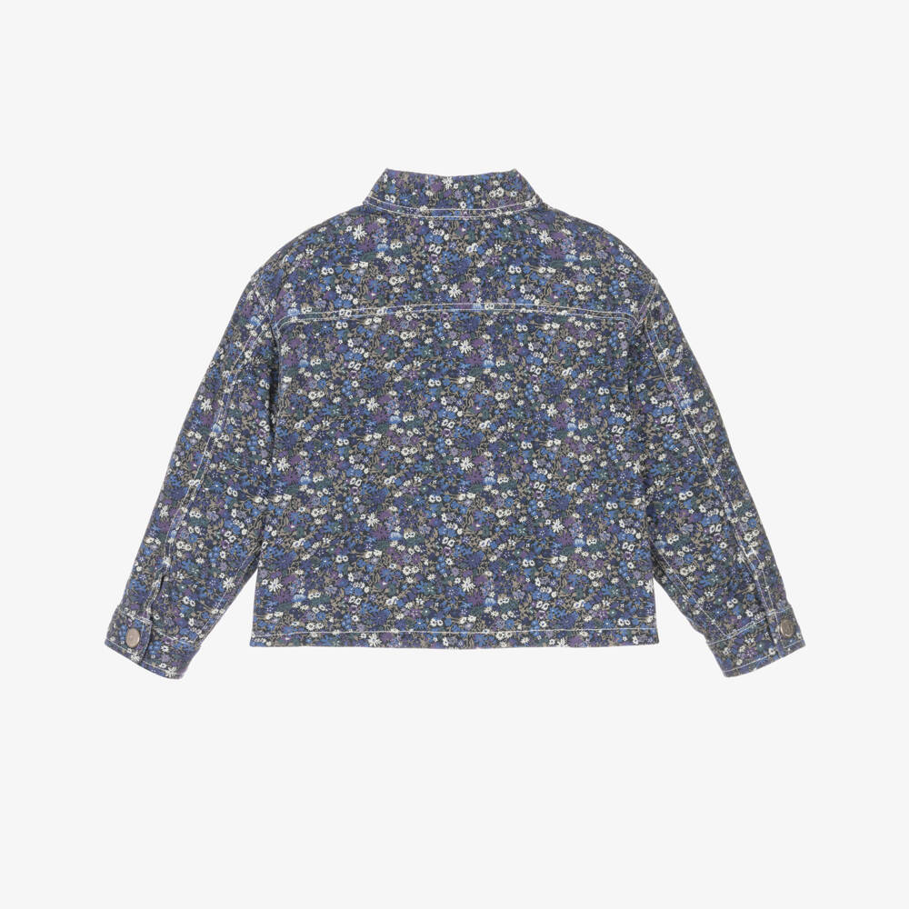 Bonpoint - Girls Dark Blue Liberty Floral Print Denim Jacket ...