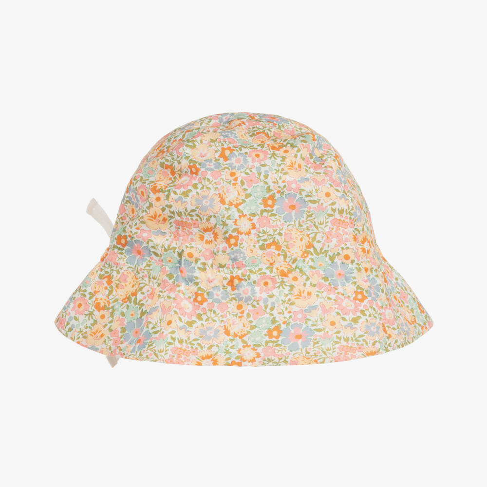 Bonpoint - Girls Pink Liberty Print Cotton Hat | Childrensalon