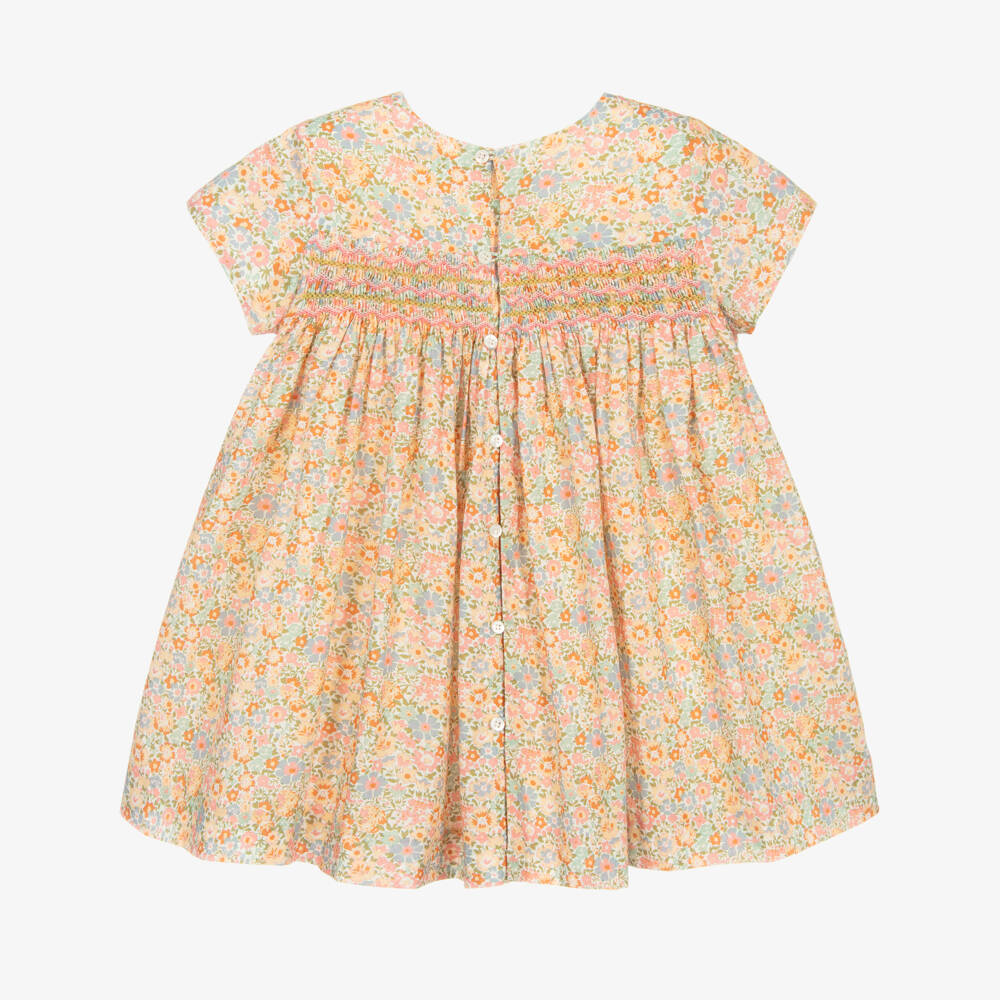 Bonpoint - Girls Pink Liberty Print Smocked Dress | Childrensalon