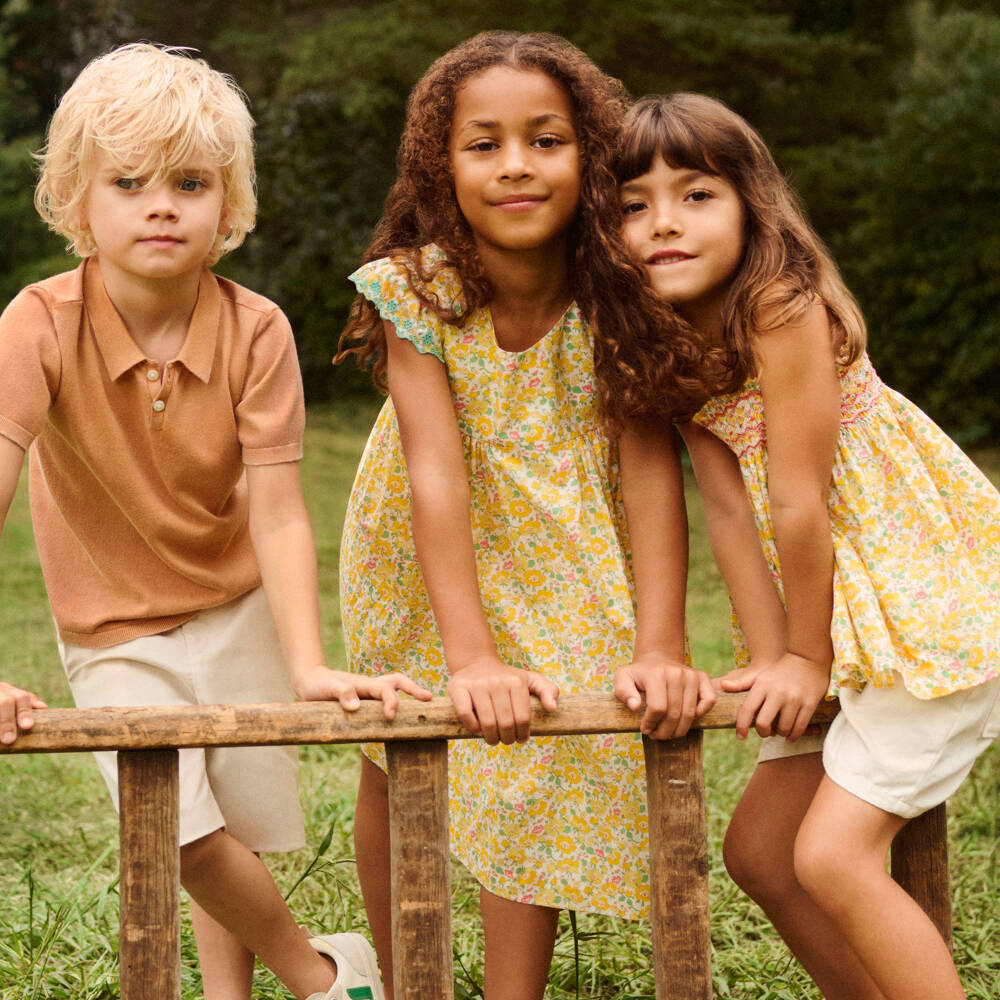 Bonpoint - Girls Yellow Floral Liberty Print Dress | Childrensalon