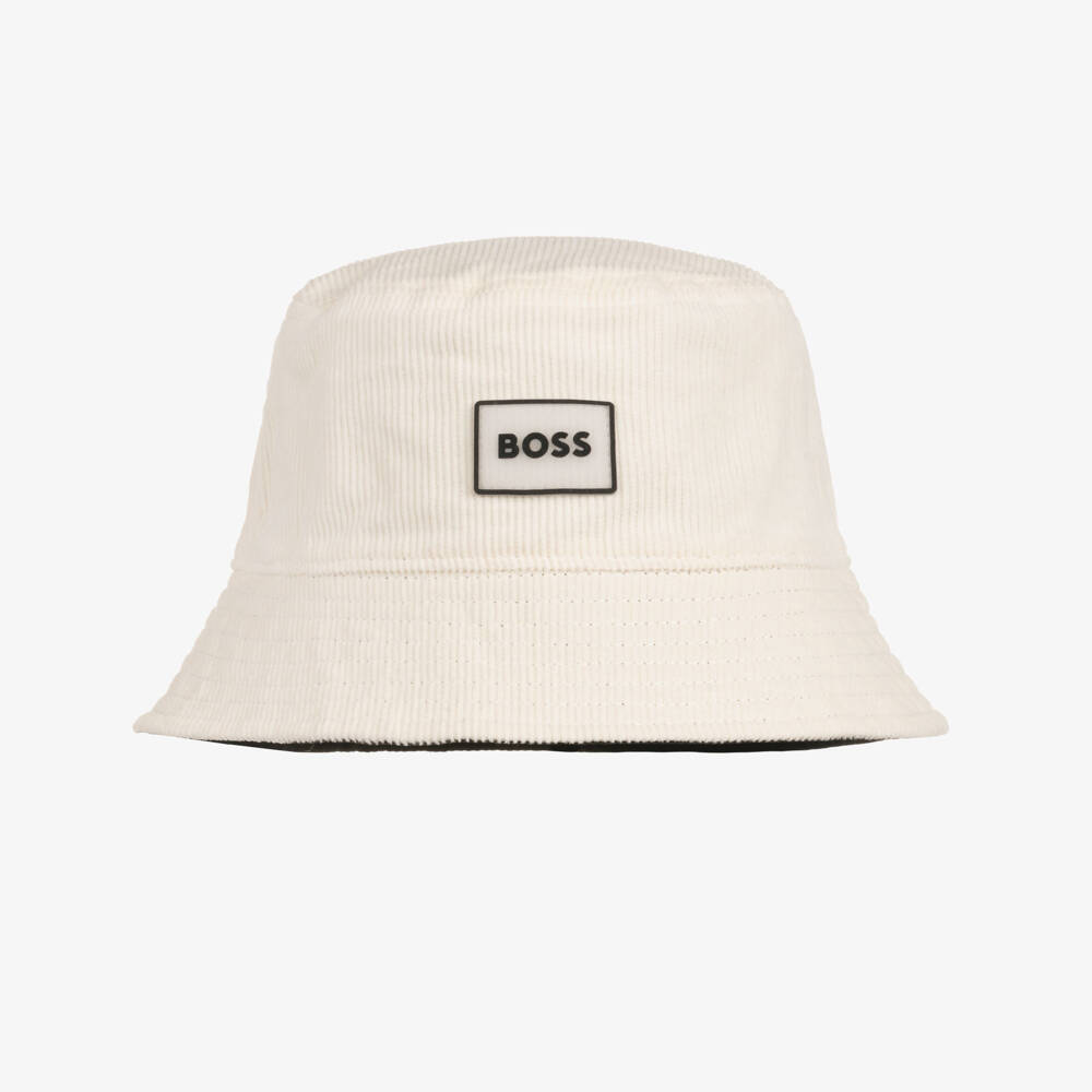 BOSS - Beige & Black Reversible Bucket Hat | Childrensalon