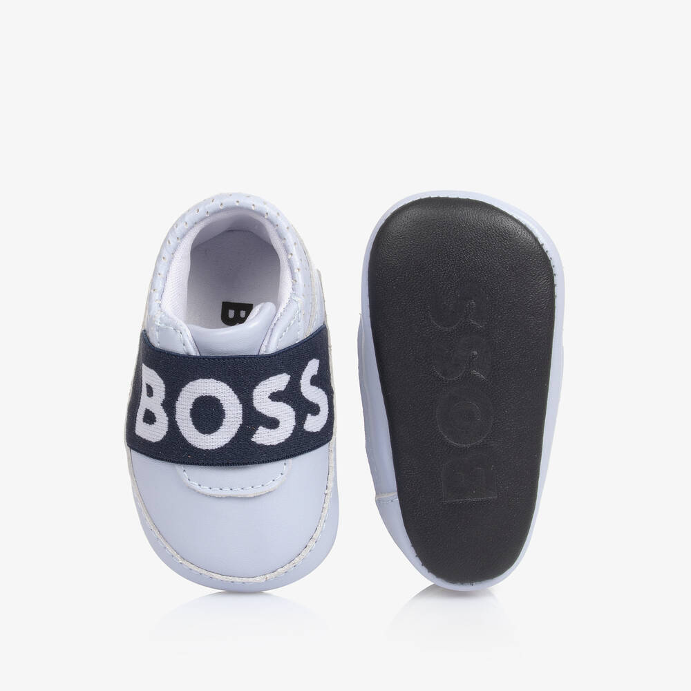 BOSS - Blue Leather Baby Pre-Walker Shoes | Childrensalon