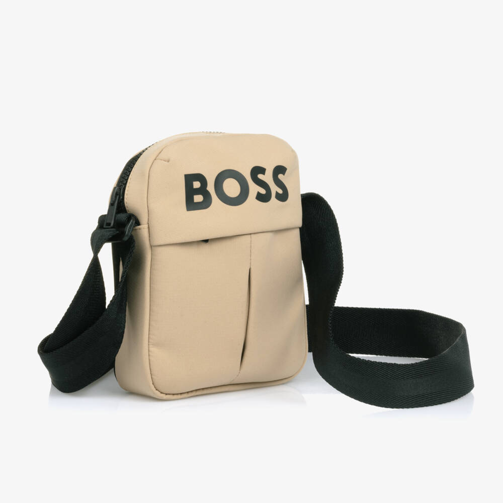 BOSS - Boys Beige Messenger Bag (19cm) | Childrensalon