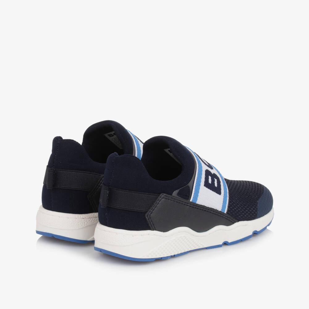 BOSS - Boys Navy Blue Mesh Trainers | Childrensalon