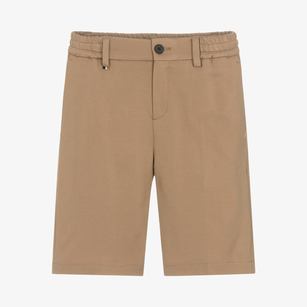 BOSS - Teen Boys Beige Milano Jersey Shorts | Childrensalon