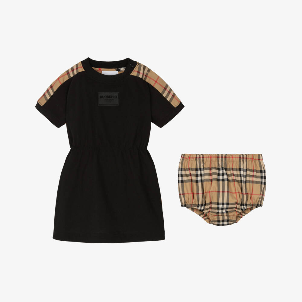 Burberry - Baby Girls Black Vintage Check Dress | Childrensalon