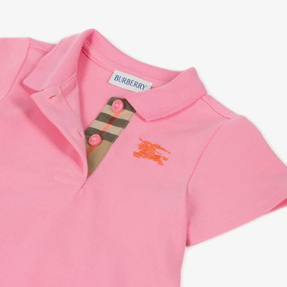 Burberry - Baby Girls Pink Cotton EKD Polo Dress | Childrensalon