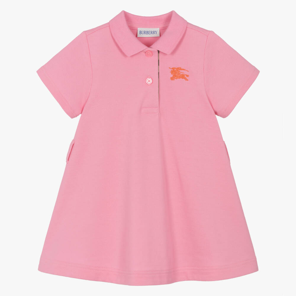 Burberry - Baby Girls Pink Cotton EKD Polo Dress | Childrensalon